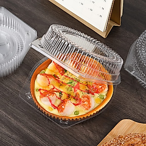 40 Pcs Disposable Pie Keeper Clear Plastic Dessert Containers with Hinged Locking Lids Round Pie Carrier Clamshell Takeout Food Containers for Flan Doughnut Cookies Salads Fruits Vegetables - 6 inch