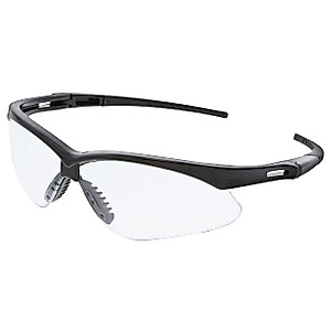 MCR Safety MP110AF Memphis MP1 Series Safety Glasses with Clear Lenses, UV-AF Antifog Coating Protection, Wrap Around Design, Black Frame, 1-Pair