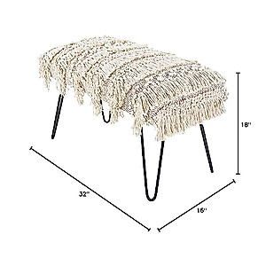 Livabliss Wellington Rustic Scandinavian Upholstered Bench,18"H x 32"W x 16"D,Cream