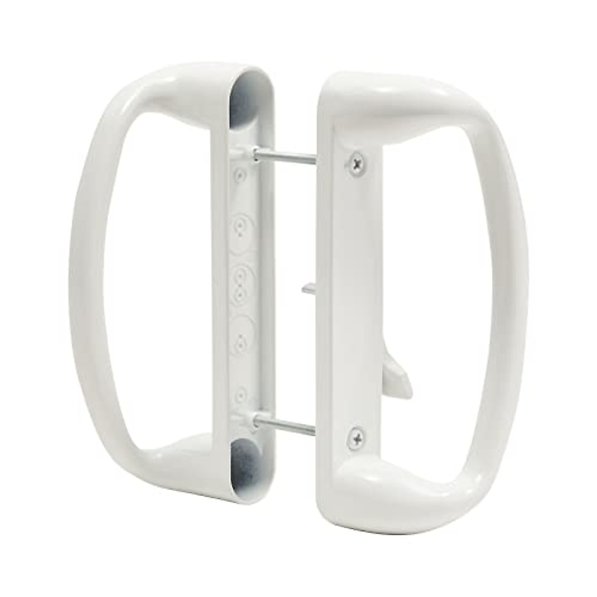 Built Industrial Sliding Glass Patio Door Handle Replacement Set, White Diecast, Mortise Style, Non-Keyed (Fits 3-15/16 Inch Hole Spacing)