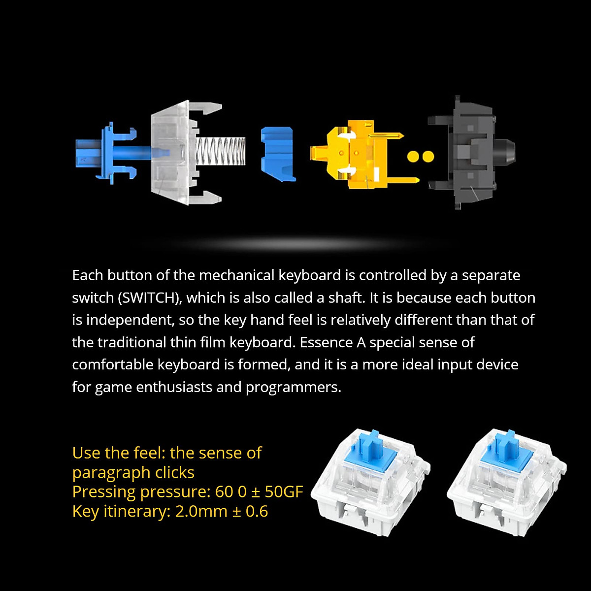 Retro Mechanical Gaming Keyboard Rainbow Backlit , Punk Vintage StyleDustproof Mechanical Ergonomic Keyboard with 104 Keys for Computer Game Enthusiasts Home Office Use