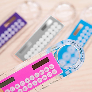 3 in 1 Calculators Mini Pocket Basic Calculator with Magnifier Solar Transparent Ruler Calculator Digital Desktop Calculator for Kids Student School Supplies Silver