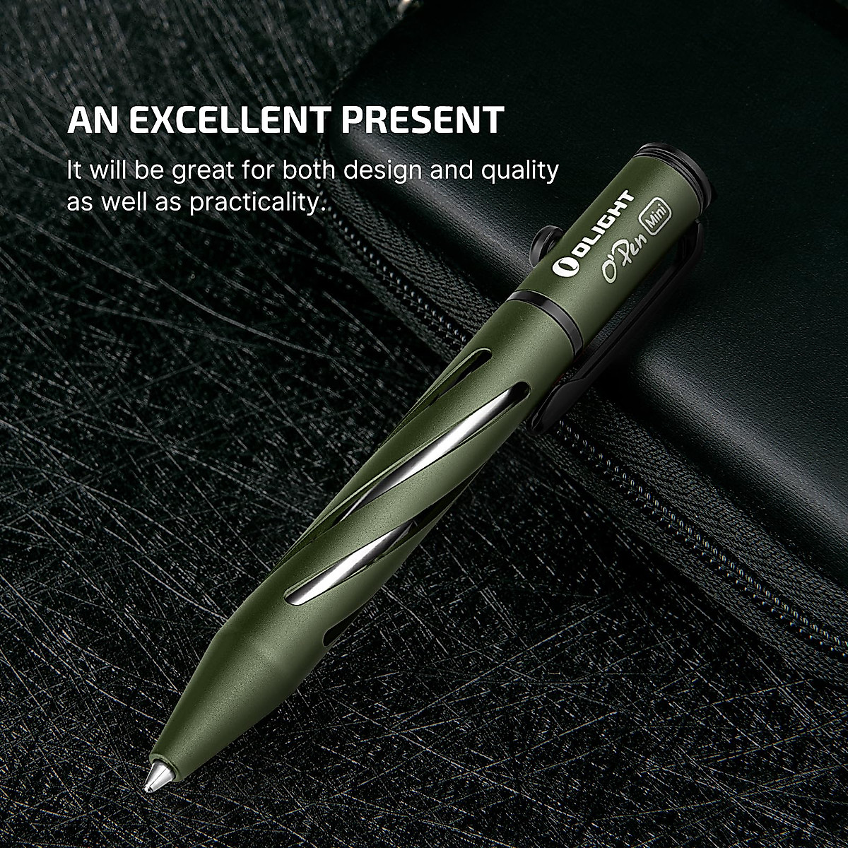 OLIGHT Open Mini Ballpoint Pen, Replaceable EDC Black Ink Pens By Bolt Action for Office, Working, Writing, Construction Work, Special Gifts and etc (OD Green)