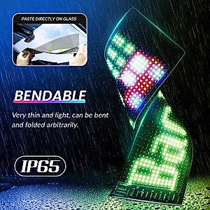 KJOY USB 5V LED Sign, Bluetooth, App Control, Flexible, Programmable Custom Text Pattern Animation Scrolling Display for Car, Store, Party, Bar, Hotel, Concert, 14.6''x3.6''