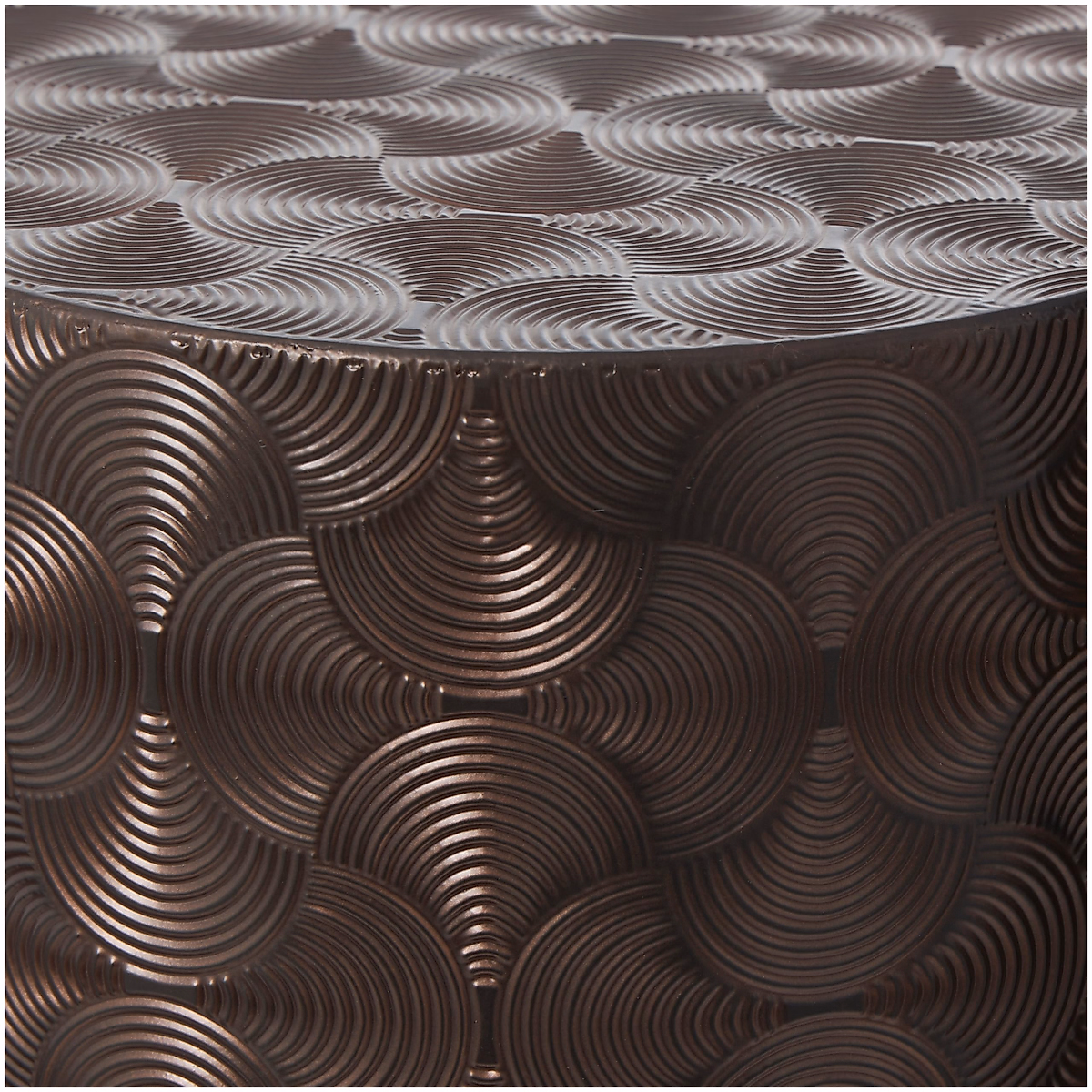 Brown Metal Tall Slim Abstract Pedestal Table with Grooved Shell Design (Set of 4) Silver Industrial Iron