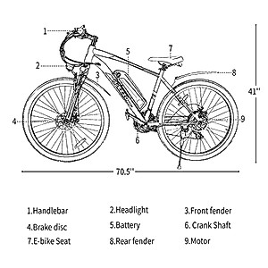 FEOFFY Electric Bike for Adults 350W Electric Bikes 26" Electric Mountain Bike Shimano 21 Speed Gears Electric Bicycle 36V 10.4Ah Removable Battery,Free Lock (350W36V)