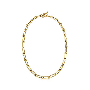 Ross-Simons Italian 18kt Gold Over Sterling Paper Clip Link Necklace. 16 inches