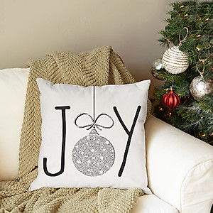 AOFANGGO Christmas Pillow Covers 18x18 Set of 4 Silver Glitter Holiday Decorations White Xmas Throw Pillows Cushion Covers for Bed Chair Sofa Couch