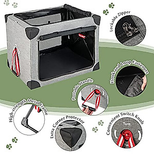 Giantex Folding Dog Soft Crate - Collapsible Pet Carry Case with 3 Mesh Doors, Removable Pad, Metal Frame, Washable Fabric, Portable Dog Kennel for Indoor Outdoor (Medium: 26" L x 18" W x 18" H)