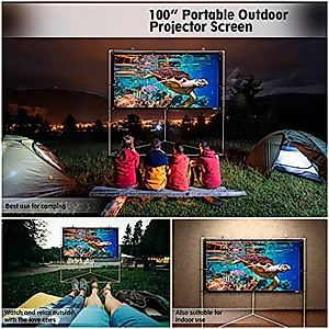 Pyle 100" Outdoor Portable Matt White Theater TV Projector Screen w/ Triangle Stand - 100 inch, 16:9, 1.15 Gain Full HD Projection for Movie / Cinema / Video / Film Showing Outside Home - PRJTPOTS101