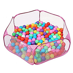 Jacone Portable Cute Hexagon Children Ball Pit, Indoor and Outdoor Easy Folding Ball Play Pool Kids Toy Play Tent with Carry Tote, Balls Not Included (Pink)