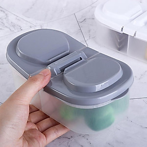 Kopida 2 Pcs Food Storage Containers with Lids, Plastic Double Compartment Fridge Storage Organizer Boxes, Food Container for Pantry Organization and Storage