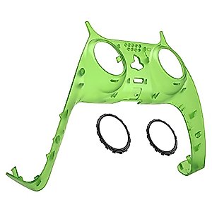 eXtremeRate Clear Green Decorative Trim Shell Compatible with ps5 Controller, DIY Replacement Clip Shell, Custom Plates Cover Compatible with ps5 Controller with Accent Rings