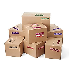 600 Home Moving Labels for 3 Bedroom House. 50 labels per room, 12 Color Coded Label Rolls. FRAGILE label included. For Moving boxes, Moving Supplies, Wardrobe Boxes, Apartment sticker