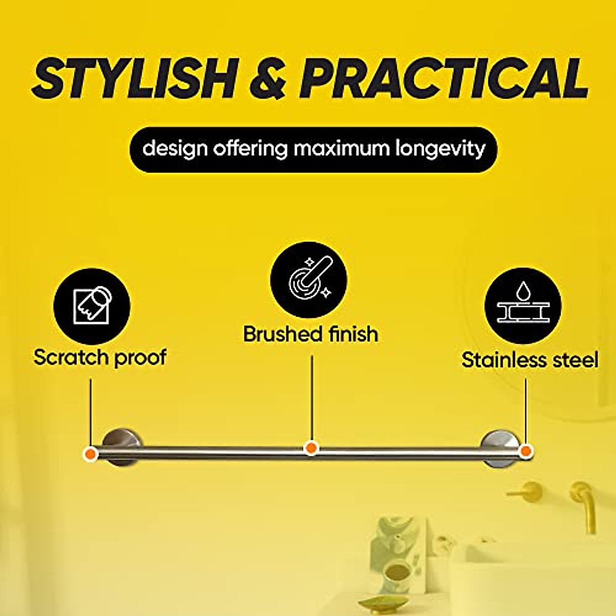Above Mode – 24 Inch Sturdy Brushed Stainless Steel Towel Bar to Hang Your Towel Smoothly – Wall Mounted & Rust Proof Bathroom Towel Bar