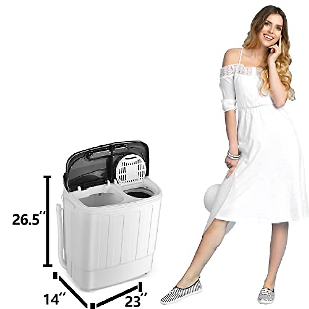 Tiktun Portable Washer and Dryer Combo XPB36-1288SA Mini Washing Machine, Black