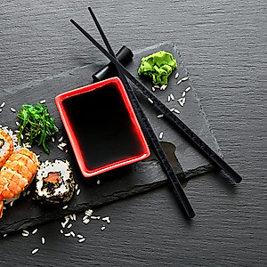 Chopsticks, YFWOOD 5 Pairs Fiberglass Chopsticks - Reusable Japanese Chinese Chopsticks Dishwasher Safe, Non-Slip,9.6 Inch- Black