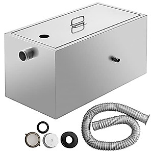 VEVOR 25LB Commercial Grease Trap, 13GPM Commercial Grease Interceptor, Stainless Steel Grease Trap w/Top & Side Inlet, Under Sink Grease Trap for Restaurant Factory Home Kitchen