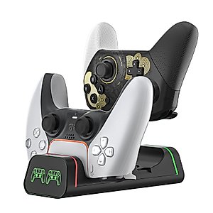 ECHZOVE PS5 Charging, PS5 Charger, Charging Dock for PS5 Controller, Xbox Series S/X Controller, Nintendo Switch Pro Controller, Google Controller (NOT for Power A Pro Conteoller)