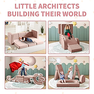 wanan Kids Couch 12PCS, Modular Kids Play Couch for Playroom Bedroom, 12 in 1 Multifunctional Kids Sofa for Playing, Creativing, Sleeping, Indoor Toddler Couch for Boys and Girls(Grey)