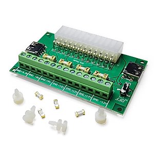 PSU Breakout Board ATX Power Supply DC 12V 5V 3.3V Splitter Module Desktop Adapter to USB A Hub Connector Computer Power Source Multi Port Output DIY Parent Child Electronic Kit with High Current Fuse
