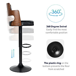 Miereirl Bar Stools 01019 Black Set of 2