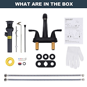 Aleasha 4 inch Centerset Bathroom Faucet Matte Black Bathroom Faucet with 2 Handles, Bathroom Sink Faucet 3 Hole for Restroom Vanity RV Bathroom