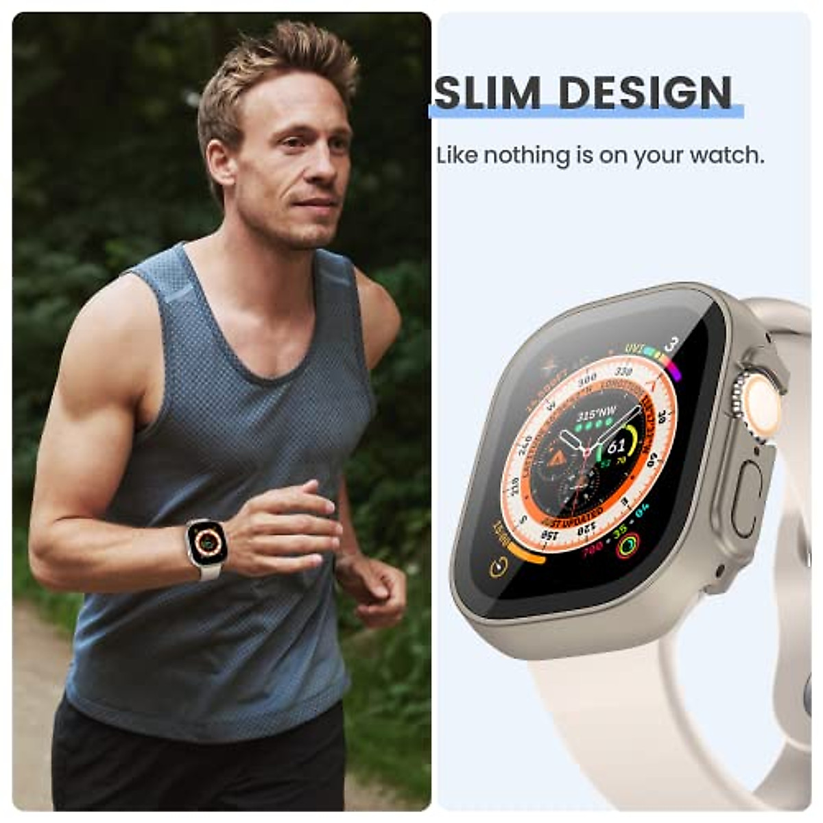 [3PACK] Tensea for Apple Watch Ultra 2/Ultra Screen Protector Case 49mm, iWatch Protective Face Cover, Hard PC Bumper Built-in Tempered Glass Film, Ultra-Thin Guard Women Men, 49 mm