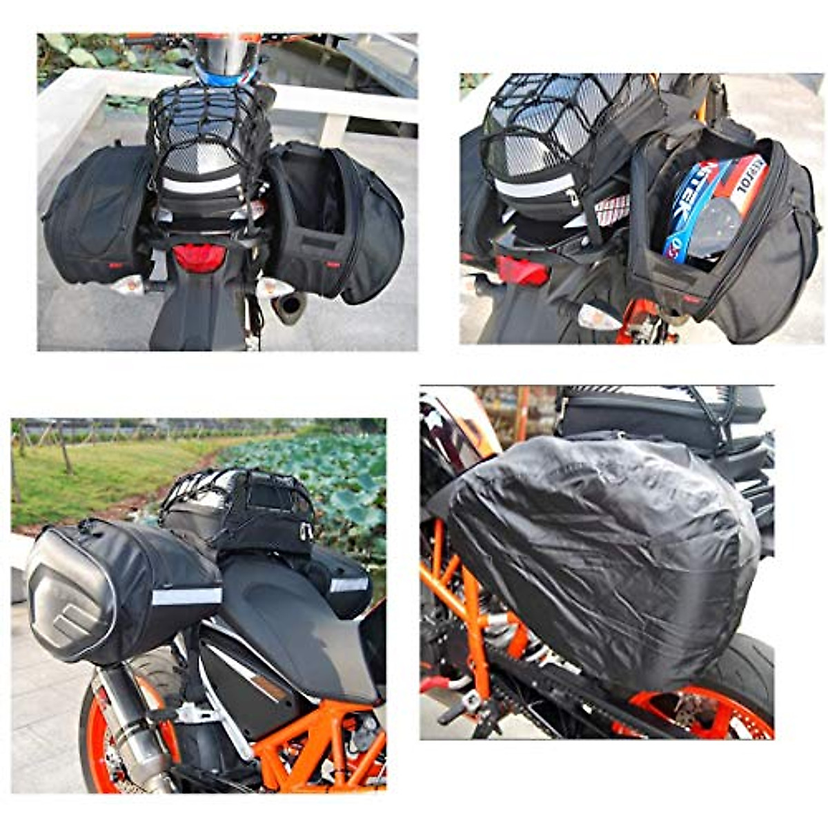 MIHUNTER Motorcycle Saddle Bags, Powersports Saddle Bags,Waterproof Saddlebags Luggage Bags,Motorcycle Helmet Bag,Full Face Helmet Storage Bag,Motorcycle Pillion Seat Bag, Side Bags