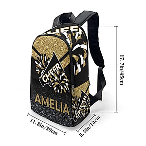 Yeshop Cheerleader Gold Personalized Backpack for Teen Boys Girls,Custom Travel Backpack Bookbag Casual Bag Name Gift