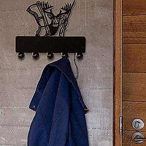 The Geeky Days Deer Hunter Household Decor Wall Hooks Animals Multi-Purpose Wall Coat Keys Bags Clothes Hook Hanger with LED Backlight Shot Gun Bow Wall Bathroom Decor