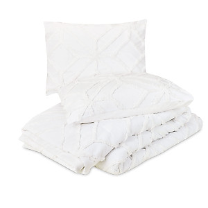 Trina Turk 100% Cotton Tufted Chenille 3-Piece Duvet Set - Full/Queen, White