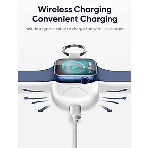 Portable Charger for Apple Watch, 1000mAh Magnetic Keychain Wireless Power Bank Watch Charger for iWatch with 4 LED Indicators, Apple Watch Accessories Compatible for All Apple Watch Series