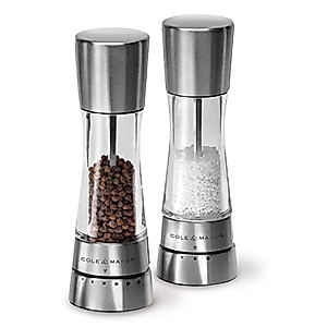 COLE & MASON Derwent Salt and Pepper Grinder Set - Stainless Steel Mills Include Gift Box, Gourmet Precision Mechanisms and Premium Sea Salt and Peppercorns