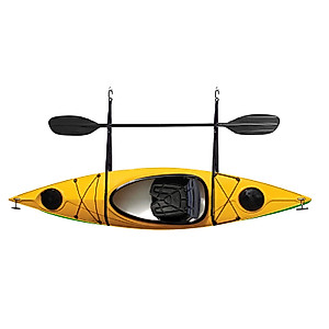 HTTMT- Single Kayak Wall Hanger Storage Strap Garage Canoe Hoists55 lb Capacity for Indoor/Outdoor Room Wall Strap Hanger Mounting [P/N: KAYAK-W06-BK]