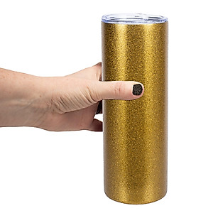 Elanze Designs Whimsical Floral Bear 20 Ounce Double-Walled Stainless Steel Insulated Slim Travel Tumbler with Lid and Straw, Vegas Gold