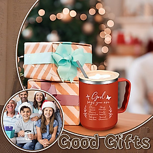 Nitial 6 Pcs 17 oz Christian Coffee Mugs with Lid and Straw Religious Bible Verse Christian Gifts Insulated Inspirational Bible Affirmations Tumbler for Friend Men Women Favor (Multicolor)
