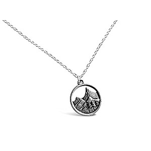 Rosa Vila 3D Mountain Range Necklace, Mountains Nature Necklace, Ideal Outdoorsy Gifts For Women, Forest Tree Gifts For Nature Lovers (Silver Tone)