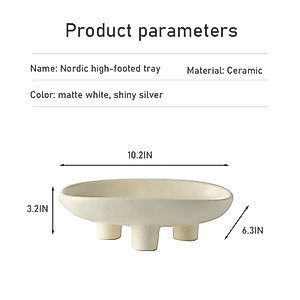 MLAFE Aesthetic Ceramic Fruit Plate, Plating Ceramic Entrance, Living Room, Dining Room, Kitchen Tray Nordic Style Key, Fruit, Snack Tray (White)