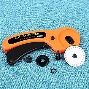 Fabric Cutter, 45mm Ergonomic Rotary Cutter - Leather Cutting Tool ，Rotary Fabric Cutter， Sewing Rotary Cutter, Fabric Cutter Wheel& Squeeze Trigger for Quilting, Sewing, Crafts