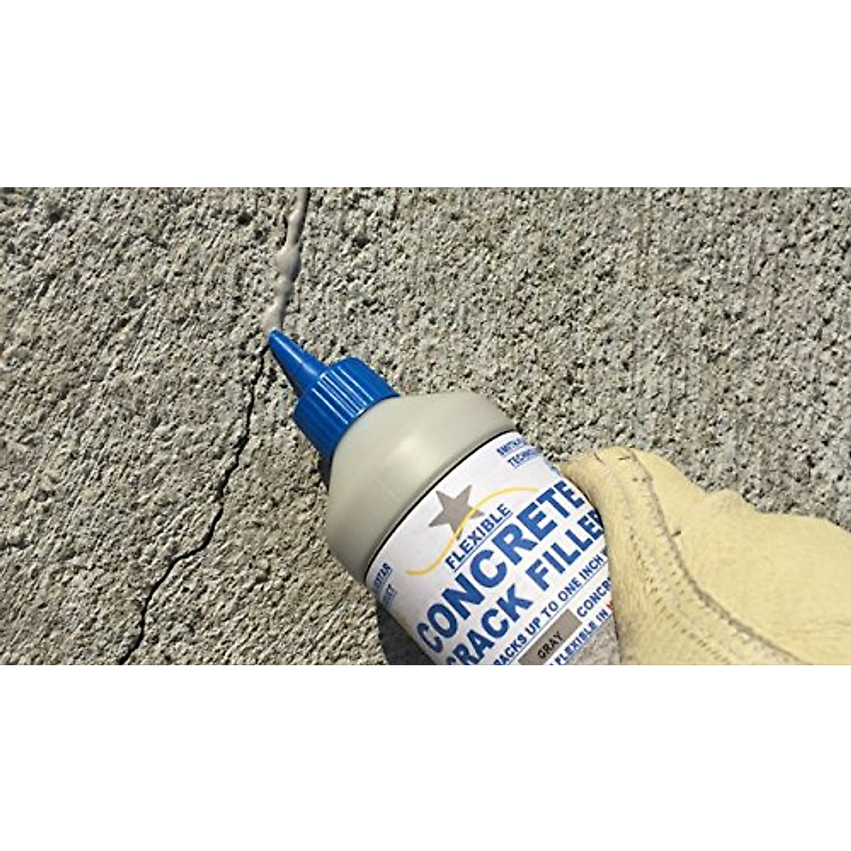 Bluestar Flexible Concrete Crack Filler (Gray), DIY - No Special Tools Needed, Fill Cracks in Concrete Driveways, Sidewalks, Patios, Garage and Basement Floors. 16 fl. oz. Bottle.