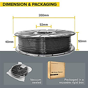 StanceMagic Black 3D Printer Filament 1.75mm PLA for 3D Printers, FDM Printers, 3D Pens, 0.8kg (1.75lbs) Pack