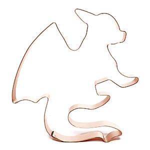 Dragon with Wings Cookie Cutter 4.5 X 4.75 - Handcrafted Copper Cookie Cutter by The Fussy Pup