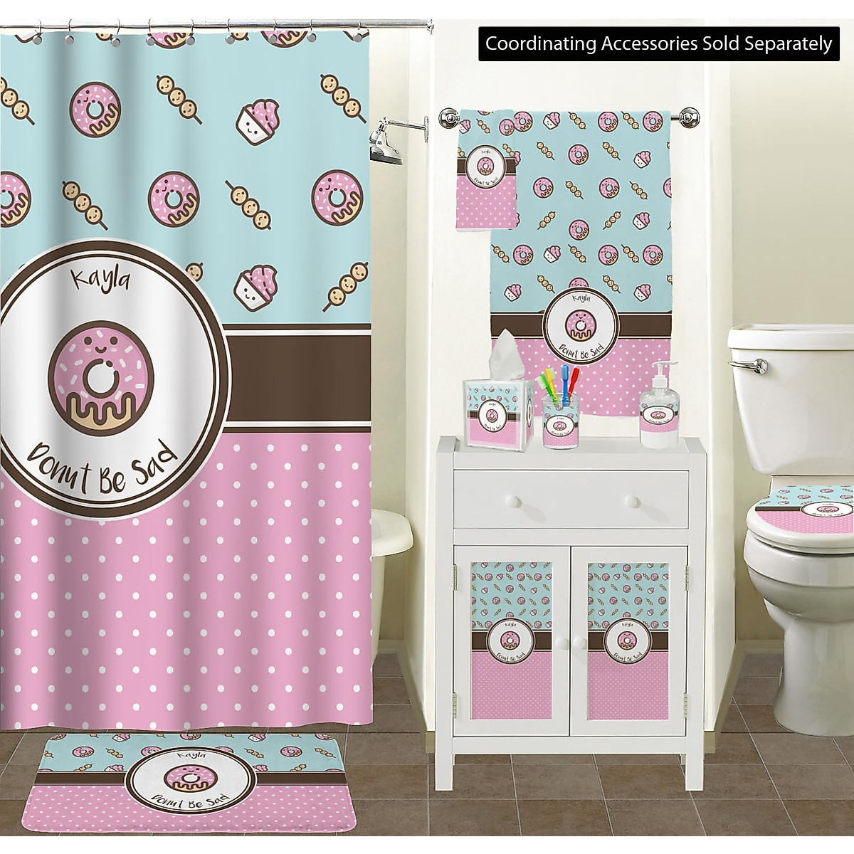 RNK Shops Personalized Donuts Waste Basket - Double Sided (Black)