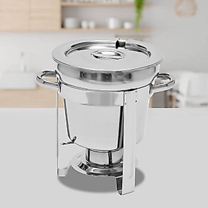 7L/7.4Qt Chafing Dish Buffet Set, Round Stainless Steel Chafers and Buffet Warmers Set Chef Soup Warmer Soup Chafer Catering Supplies Food Warmer with Lid for Kitchen Party Banquet