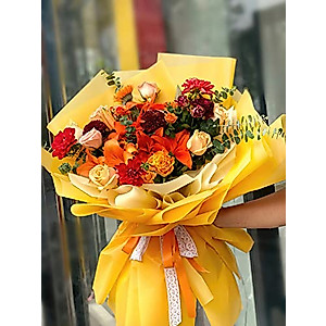 LWFyyds Waterproof Flower Solid Color Translucent Wrapping Paper Bouquet Gift Packaging Korea Flower Shop Supplies, 40 Sheets (White)