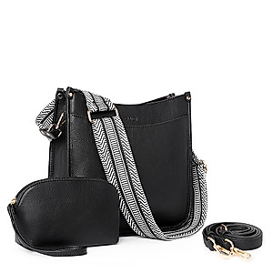 CLUCI Crossbody Bag Purse for Women 2Pcs Leather Hobo Handbag Wallet Set With 2Adjustable Guitar Strap Shoulder Handbag