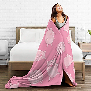 Waldeal Pig Flannel Fleece Throw Blanket 60"x50" Lightweight Couch Sofa Bedroom for Boys Girls Adults All Season