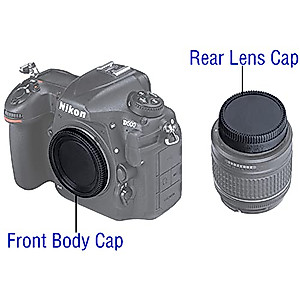 Nikkor Rear Lens Cap + Camera Body Cover for Nikon D7500 D7000 D850 D810 D800 D750 D350 D600 D3500 D3400 D3300 D3200 D3100 D5600 D5500 D5300 D5200 D5100 D90 D80 D70 D70S Nikon F AI Mount DSLR[2 Sets]