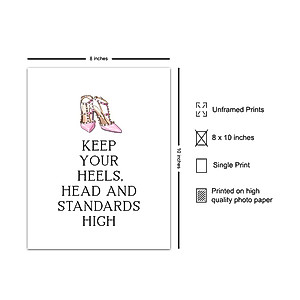 Designer Shoes Art Print - Inspirational Quotes Wall Art - Glam Wall Decor Motivational Gifts for Women - High Fashion Design - Luxury Room Decoration - Bathroom, Living Room, Girls Teens Bedroom